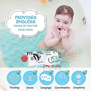 Vicloon Soft Cloth Baby Books, Baby Books 0-6 Months, 3D Black and White High Contrast Soft Cloth Book, Washable Non-Toxic Early Baby Book