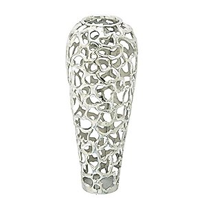 Deco 79 Aluminum Coral Vase, 10" x 10" x 25", Silver