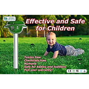 GARDEN SECRETS (2 Pack) Professional Solar Mole & Snake Repellent. Gopher Vole Snake Scorpion etc Deterrent. Keep Underground Creatures Away from Your Property Within 2-4 Weeks. Year Full Warranty!