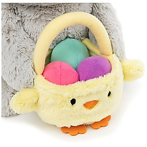GUND Amazon Exclusive Easter Bunny with Basket and Easter Eggs, Easter Decorations, Bunny Stuffed Animal for Ages 1 and Up, Gray, 10"
