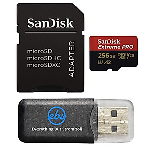 SanDisk 256GB Micro SDXC Memory Card Extreme Pro Works with Insta360 One X, Insta360 EVO Action Camera U3 V30 4K A2 Class 10 (SDSQXCZ-256G-GN6MA) Bundle with (1) Everything But Stromboli Card Reader