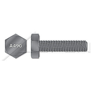 (170 pcs) 1-1/8"-7 X 2-1/2", Heavy Structural Hex Bolts, Full Thread, ASTM A490 Type 1, Steel, Made in U.S.A.