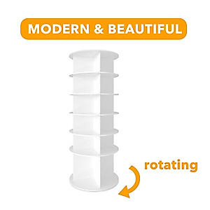 SpaceAid Rotating Shoe Rack 6 Tier Organizer, High Bottom Design Shoe Tower Spinning Storage Lazy Susan, Revolving Rack 360, Closet Handbag Display Rotate Organizers (White)