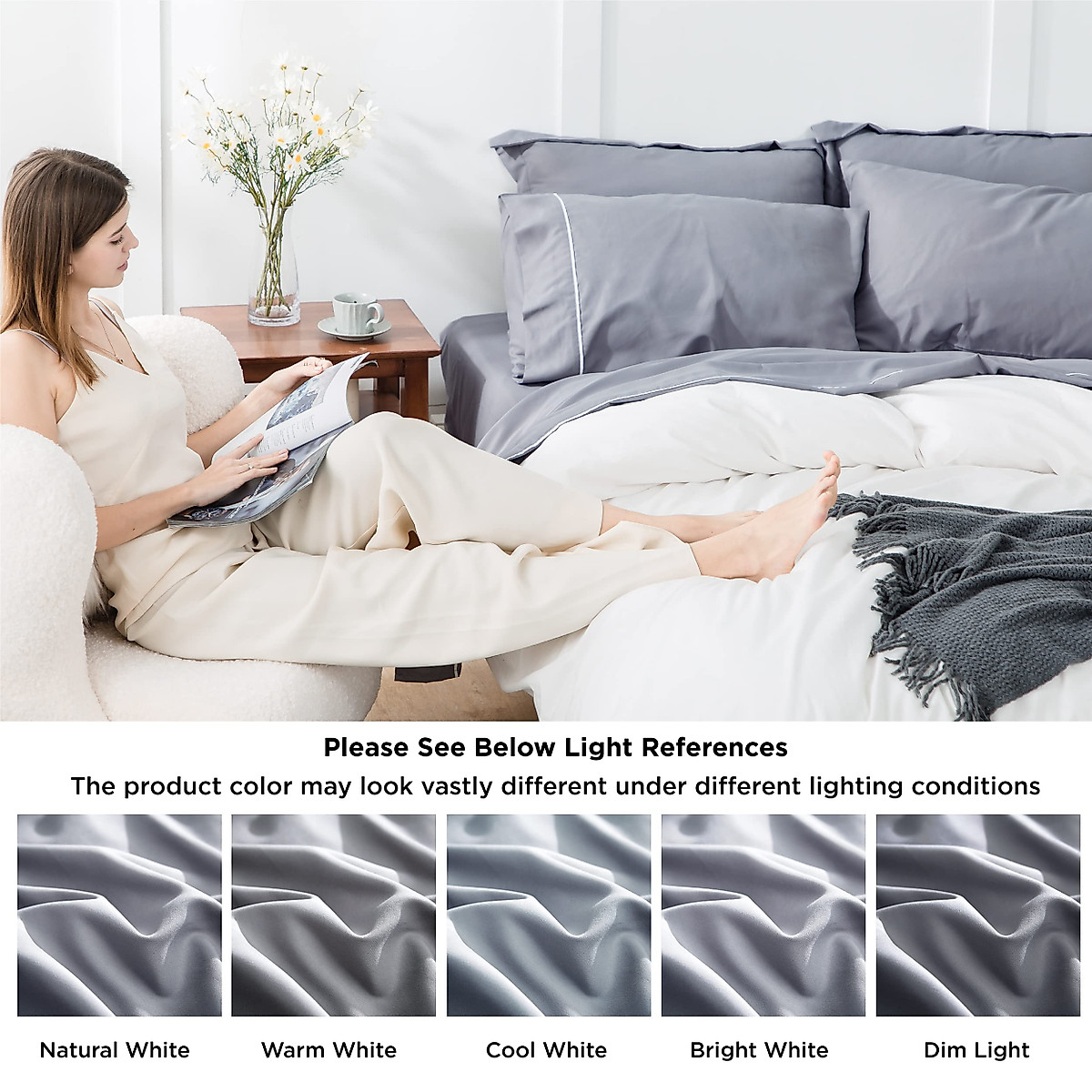 Bedsure Satin Sheets - Grey Satin Sheets Queen Size for Hair and Skin, Gifts for Women