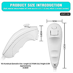 MODESLAB 4 Pack Wii Nunchuck Controller, Nunchuk Controllers Replacement Remote Joystick Gamepad Controller Compatible with Wii Wii U Console(White)