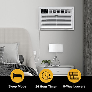 Whirlpool 14,000 BTU Through the Wall Air Conditioner, 230V, Cools up to 700 Sq. Ft for Living Room, Bedroom, Kitchen, Apartment, with Dehumidifier, Remote Control, Digital Display, 24H Timer, White