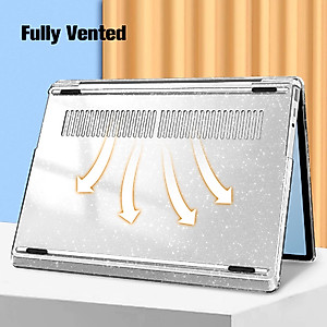 Fintie Case for 12.4 Inch Microsoft Surface Laptop Go 3/2/1 (2023/2022/2020) Model: 2013 1943 - Protective Snap On Hard Shell Cover, Glittering Clear