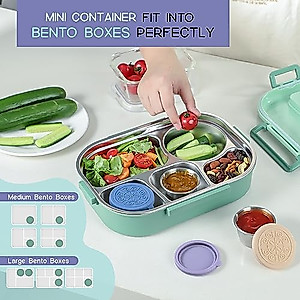 [6 Pack] Salad Dressing Container To Go, 1.6 oz Small Condiment Containers with Lids, Reusable Stainless Steel Sauce Cups Containers, Leakproof Silicone Lids for Lunch Bento Box, Picnic and Travel
