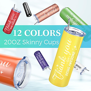 Sieral Thank You Gifts Thank You for Being Awesome Stainless Steel Travel Tumbler 20 oz Graduation Appreciation Employee Gift Father's Day Friends Mom Wife Coworker Women Men(Bright Colors, 12 Sets)