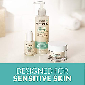 Aveeno Calm + Restore Triple Oat Hydrating Face Serum for Sensitive Skin, Gentle and Lightweight Facial Serum to Smooth and Fortify Skin, Hypoallergenic, Fragrance- and Paraben-Free, 1 fl. Oz