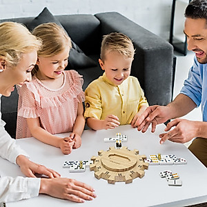 plusvivo Dominoes Mexican Train Hub Up to 12 Players, Wooden Mexican Train Hub Centerpiece with Felted Bottom Made of Superior Pine