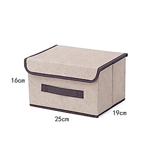 Cicilin Foldable Storage Basket, 2 Pack Lidded Storage Bins with Handle Organize Clothes Toys Book Universal Household Containers for Bedroom Wardrobe Clothes Office Shelf (Beige)