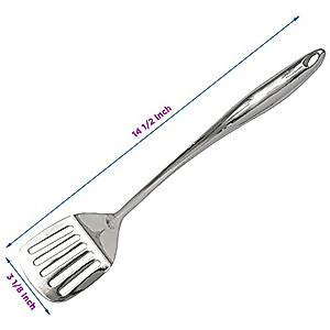 Stainless Steel Spatula - Dishwasher Safe Metal Turner for Cooking, Grilling - 15 3/8 Inch Long