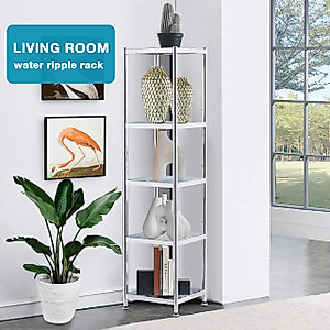 susunnus Stainless Steel Shelves 13.8in-3 Tier, Corner Shelf, Storage Shelves, Narrow Metal Shelf, Stainless Steel Shelf, Kitchen Storage Rack for Small Spaces Tall Skinny Shelf