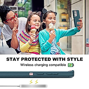 AICase Bundle for Galaxy S22 Ultra Case with Screen Protector (Bundle of Dark Blue Case+Black Case)