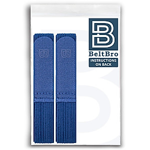 BeltBro Women's Blue 2-Medium No Buckle Elastic Belt — Fits 1 Inch Belt Loops, Comfortable and Easy To Use