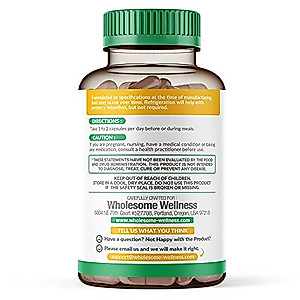 Wholesome Wellness Digestive Enzymes 1000MG Plus Prebiotics & Probiotics Supplement, 180 Capsules, Organic Plant-Based Vegan Formula for Digestion & Lactose with Amylase & Bromelain,1-2 Month Supply