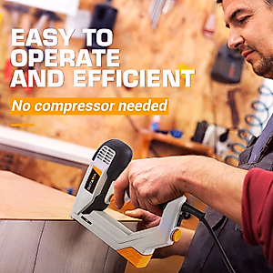 BATAVIA Brad Nailer, 2 in 1 Electric Nail Gun and Staple Gun for Home Upholstery Carpentry and Woodworking Projects, Including 200pcs 5/8'' 18 Gauge Brad Nails and 336pcs 3/8" T50 Staples, BTC0060