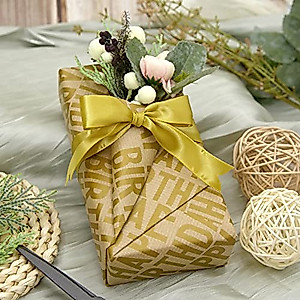 Blavermant Birthday Wrapping Paper, Kraft Gift Wrapping Paper Roll - Birthday Theme Design Great for Birthday, Party, Baby Shower Wrap - 17" X 32.8ft