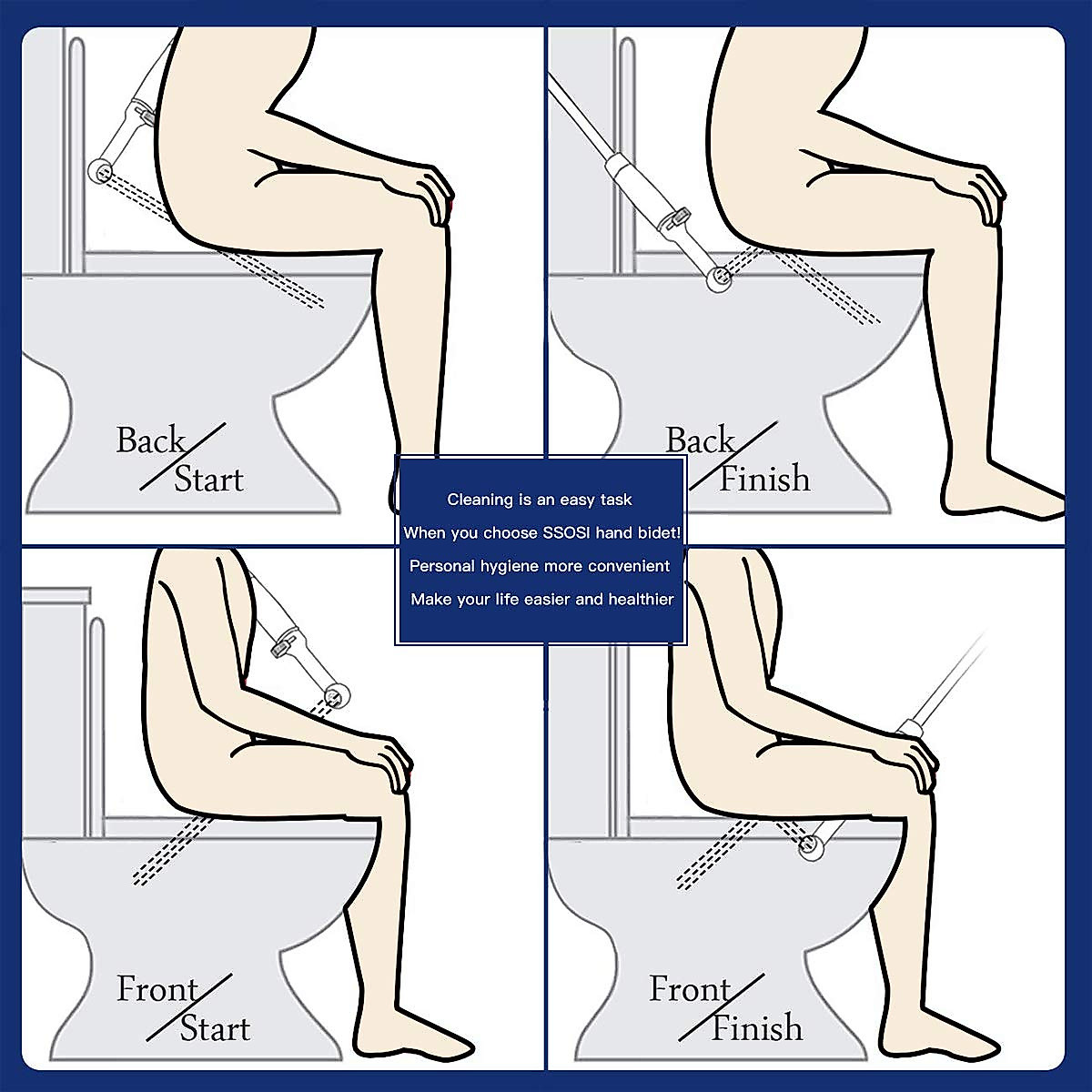 Handheld Bidet Sprayer for Toilet,Soosi 90°Precision Pressure Control (Jet/Soft) Spray Hand Held Bidet for Toilet Baby Cloth Diaper Sprayer Brass Valve Core w/Ceramic Disk Seals Wall&Toilet Mount