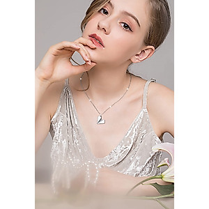 DAOCHONG 925 Sterling Silver Paper Airplane Paper Plane Heart Pendant Necklace for Women Teen Men Gift Jewelry