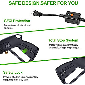 mrliance Electric Pressure Washer 2.1GPM High-Pressure Power Washer Machine with Hose Reel, 4 Spray Tips, Soap Bottle, 1800W Car Washer, Pressure Cleaner for Fences Patios (Green)