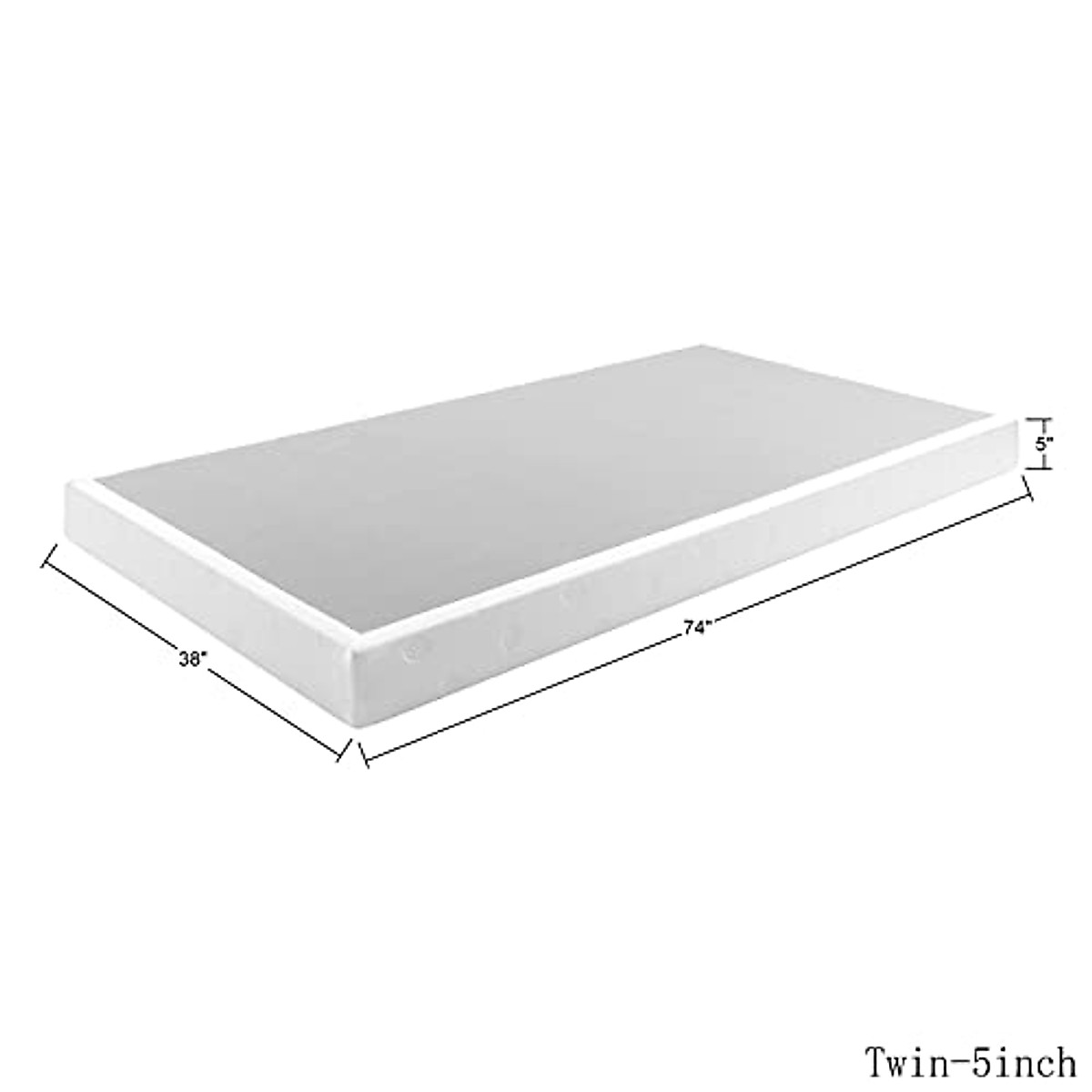 Panana 5 Inch Metal Box Spring Bed Base/Heavy Duty Steel with Fabric Cover/Mattress Foundation/Wooden Frame Easy Assembly,Twin,White