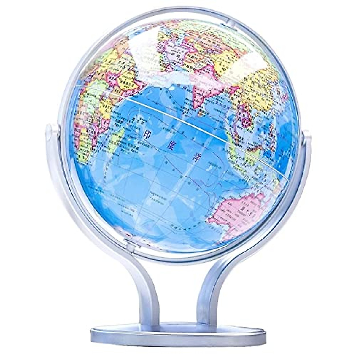 World Globe 360 Terrestrial World Globe Earth Ocean Map Geography Teaching Aids Educational Toy Home Office Ornament with Rotating Stand Easy to Read (Blue One Size) (Blu