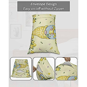 Edwiinsa Summer Lemon Pillow Covers Queen Size Set of 2 20x30 Bed Pillow, Spring Floral Gnomes Rustic Yellow Plush Soft Comfort for Hair/Skin Cooling Pillowcases with Envelop Closure