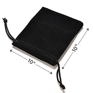 Drawstring Pouch, Black Velvet Bag for Jewelry, Gift Bag, Shoes, Food, Clothes with Flexible Uses 10 x 10 Inch (Black, 10x10 Inch, 4 Pieces)