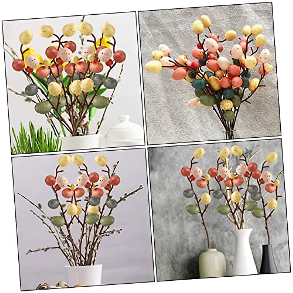 Abaodam 5 Egg Decoration Easter Flower Arrangement Egg Easter Egg Tree Branch DIY Crafts Egg Easter Picks with Pastel Easter Eggs Easter Egg Garland Easter Flowers Indoor Foam Forsythia