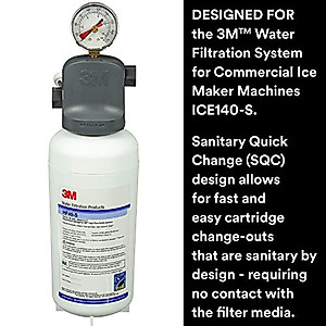 3M Aqua-Pure Water Filtration Replacement Cartridge for Commercial Ice Maker Machines HF40-S for High Flow Series ICE140-S, Reduces Bacteria, Sediment, Chlorine Taste and Odor, Cysts, Inhibits Scale
