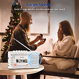 Portable Cassette Player Recorder, Cassette to MP3 Digital Converter via USB or Micro SD Card, Powered by AC or 4 AA Battery AM FM Radio Tape Walkman, Build-in Speaker and Microphone