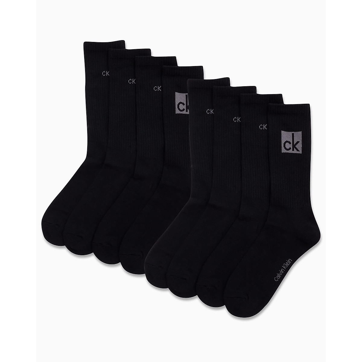 Calvin Klein Men’s Athletic Socks – Lightweight Cotton Blend Crew Socks (8 Pack), Size Shoe Size: 7-12, Black
