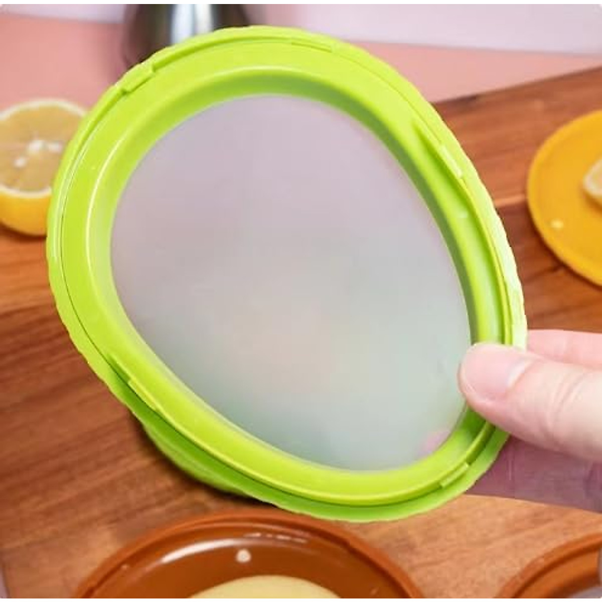 WinGetor 4pcs Silicone Fruit Storage Box, Upgrated Silicone Fruit Storage Containers, Reusable Fruit Vegetable Containers for Fridge Keep Fresh, for Lemons,Potatoes,Tomatos, Avocado