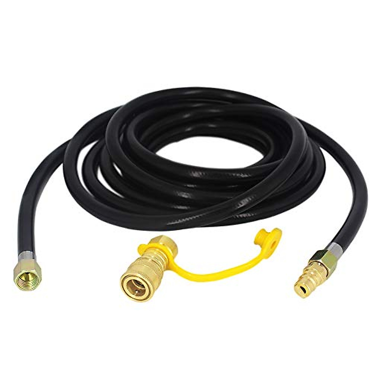 MCAMPAS 20FT Propane Hose Assembly with 3/8 Inch Natural Gas Quick Connect Fittings for Gas Grill, Griddle, Fire Pit, Heater.Included 3/8" Quick Disconnect Plug x Both 3/8" Male Pipe Thread