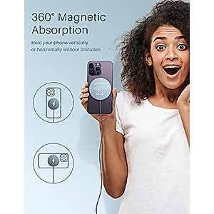 Compatible with MagSafe Charger for iPhone 14 - Mag Safe Magnetic Wireless Charger Pad for iPhone 14/14 Pro/14 Plus/14 Pro Max/13/13 Pro/13 Pro Max/13 Mini/12,[1 x USB C to USB Adapter][No AC Adapter]