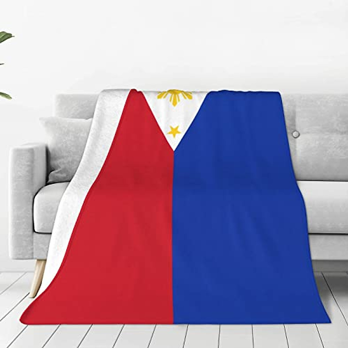 Cute Philippines Flag Blanket Soft Flannel Throw Blanket Lightweight Cozy Warm Filipino Blanket for Couch Bed Living Room Sofa 50"X40"