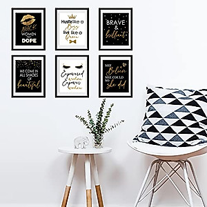 Inspirational Wall Décor Teen Black Girls Bedroom Décor Makeup Lash Lips Wall Art Poster, Motivational Design for African Women Bathroom Beauty Salon Room Spa Decor, 8 x 10 Inch, Unframed