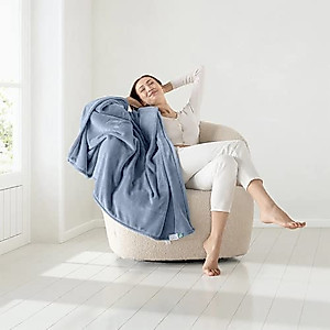 berkshire Eco VelvetLoft Throw Blanket,Velvety Soft Throw Blanket,Flannel Fleece Throw Blanket,Soft and Warm Plush,300GSM Lightweight Throw Blanket(Polar Blue,60x70 inches)