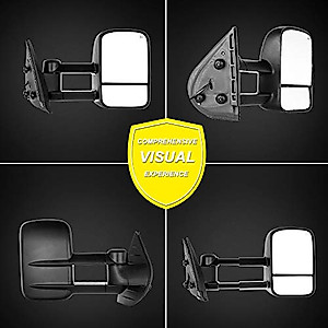 QUALINSIST Tow Mirrors Fit for 2008-13 for Chevy Silverado/Sierra 1500 Towing Mirrors With Power Adjusted Heated Without Turn Signal Light Black Housing 2PCS LH and RH Side