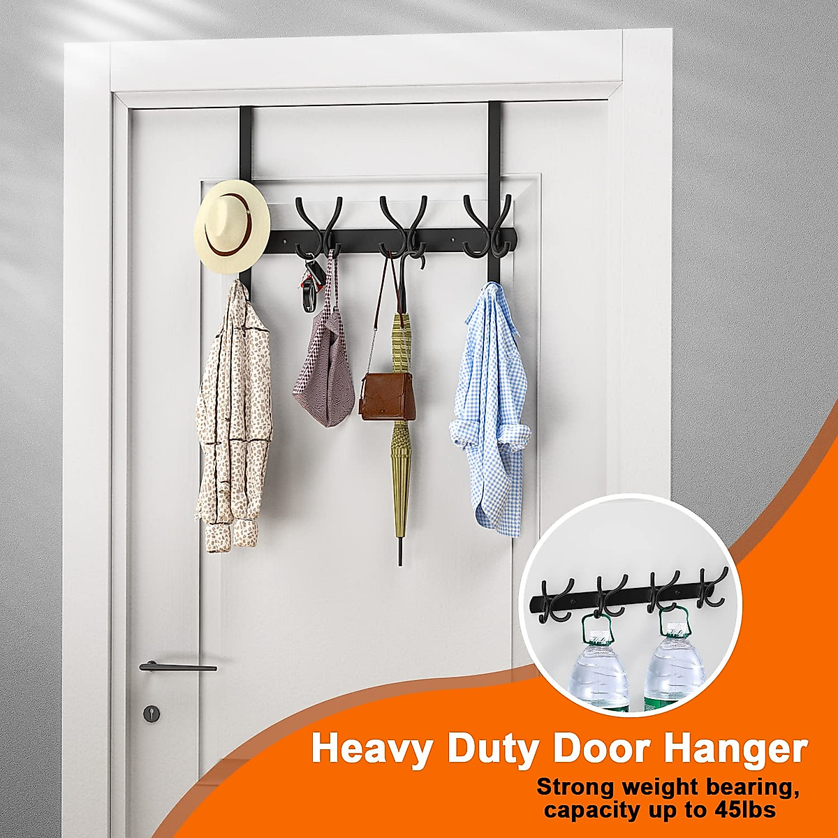 Over the Door Towel Rack, Heavy Duty Towel Racks for Bathroom Door Hanger Over The Door Hooks, Wall Mounted Coat Rack, Door Hanger for Hanging Clothes, Coats, Jackets, Hats, Bags, Robes,Towels