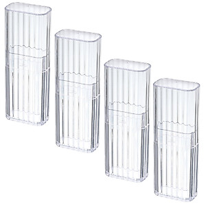 Cotton Swab Travel Case Cotton Swab Holder, 4Pcs Clear Plastic Flosser Dispenser With Lid, Portable Cotton Swab Travel Case, 0.8X1.3X4.1" Travel Containers For Hair Ties Floss Band-Aids, Toothpicks