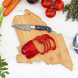 Totally Bamboo Destination Maine State Shaped Serving and Cutting Board, Includes Hang Tie for Wall Display