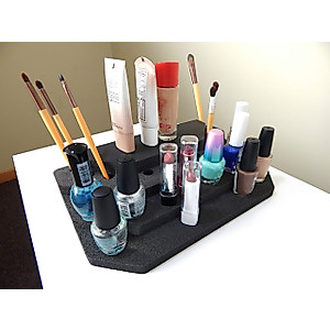 Polar Whale 3 Makeup Lipstick Stands Organizer Tray Pyramid Washable Waterproof Insert for Lipstick Nail Polish Home Bathroom Bedroom Office 11.5 x 7 x 2.25 Inches Black