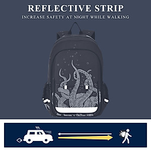 ALAZA Octopus Tentacles on Black Backpack Cycling, Running, Walking, Jogging