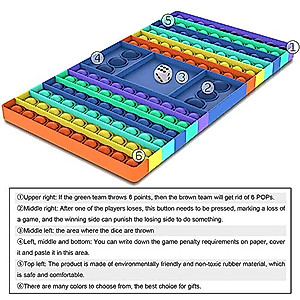 BD&M Chess Board Pop Push It Game Fidget Big Size Large Toy Rainbow Play Bubble Popper with Dice Sensory Toys Gift for Kids Adults