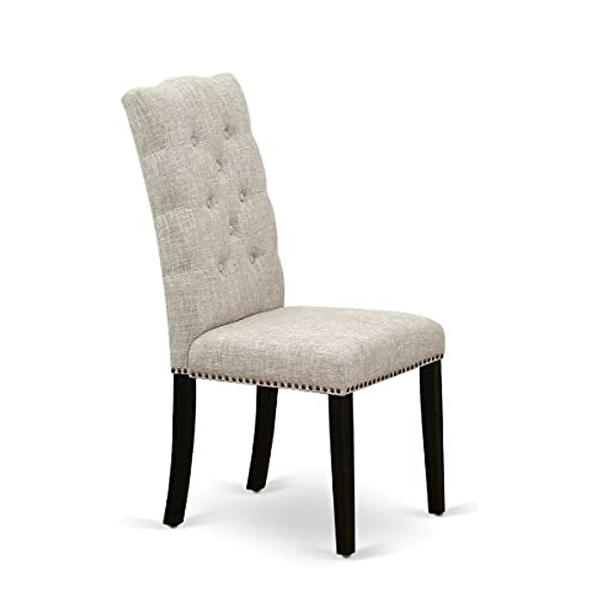 East West Furniture HBEL5-ABK-35 5 Piece Kitchen Table & Chairs Set Includes a Round Dining Room Table with Pedestal and 4 Doeskin Linen Fabric Upholstered Chairs, 42x42 Inch, Wirebrushed Black