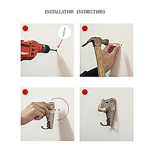 MAGIC WOOD 2PCS Natural Wooden Hooks Animal Creative Wall Mounted Art Décor Hat Coat Towel Hanger Gift (Lion)