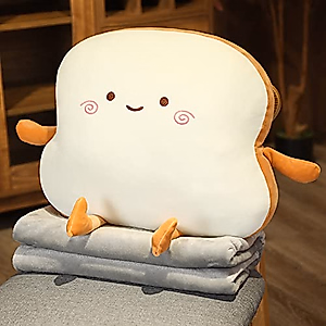 Toast Bread Pillow Dual-use Three-in-one Pillow Blanket Toast Sofa Cushion Home Decoration (Smile)
